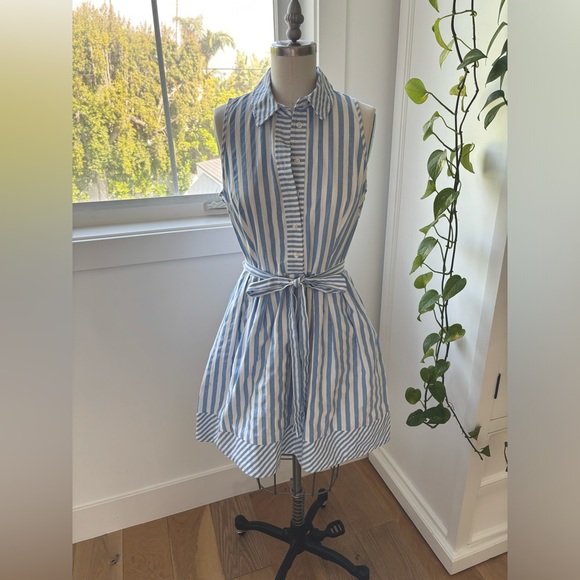 Milly | Dresses | Milly Blue And White Striped Button Down Dress | Poshmark
